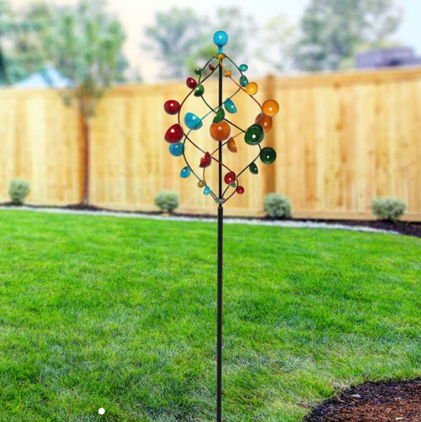 ALPINE Colorful Orbital Wind Spinner Garden Stake – Mega Brown Box