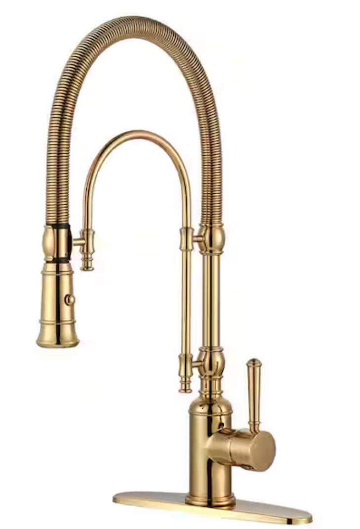 Single-Handle Wall Mount Gooseneck Pull Down Sprayer Kitchen Faucet wi ...