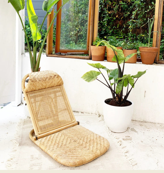 Easy Portable Bali Folding Rattan Lounger Chair, Floor Beach Chair, Lo ...