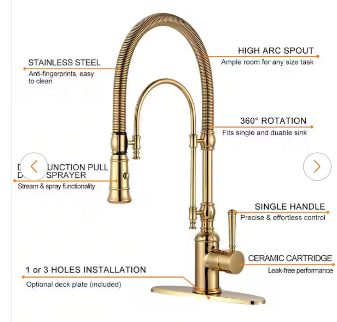 Single-Handle Wall Mount Gooseneck Pull Down Sprayer Kitchen Faucet wi ...