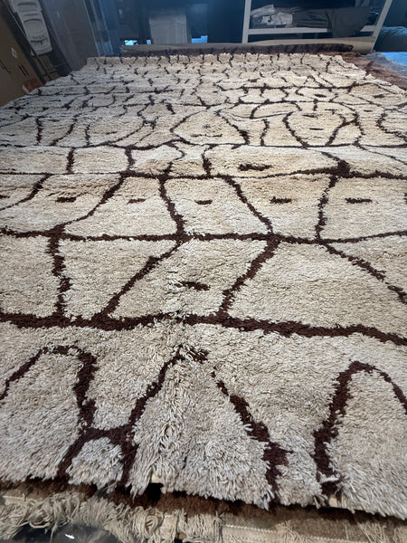 8x10 Modern Ivory & Brown Geometric Area Rug – Large Plush Carpet ...