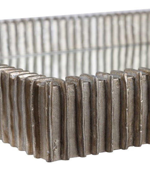 Uttermost Talmage Silver/Gold Toned Mirrored Tray – Mega Brown Box