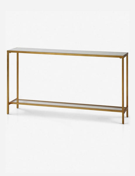 Lulu and Georgia Hasina Console Table – Mirrored Top, Glass Shelf, Bru ...