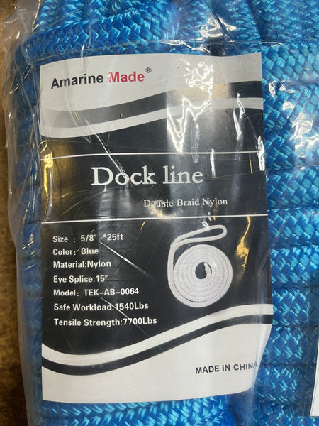 Double Braided Nylon Dock Lines 7700 lbs Breaking Strength (L:25 ft. D ...